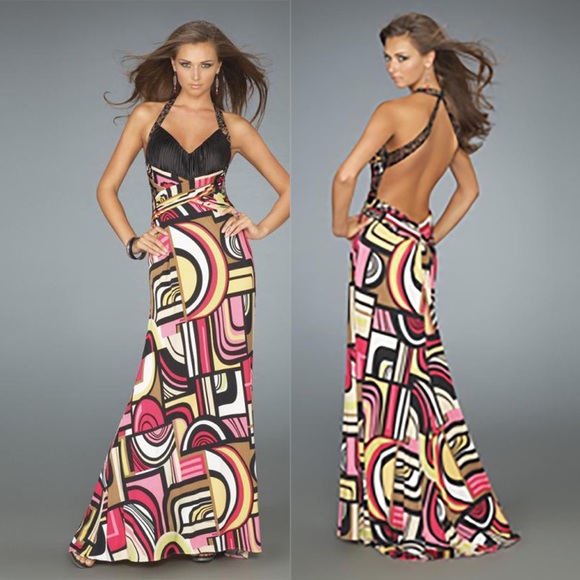 La Femme | Dresses | Vintage 200s Prom Dress Floor Length Sequin Print ...